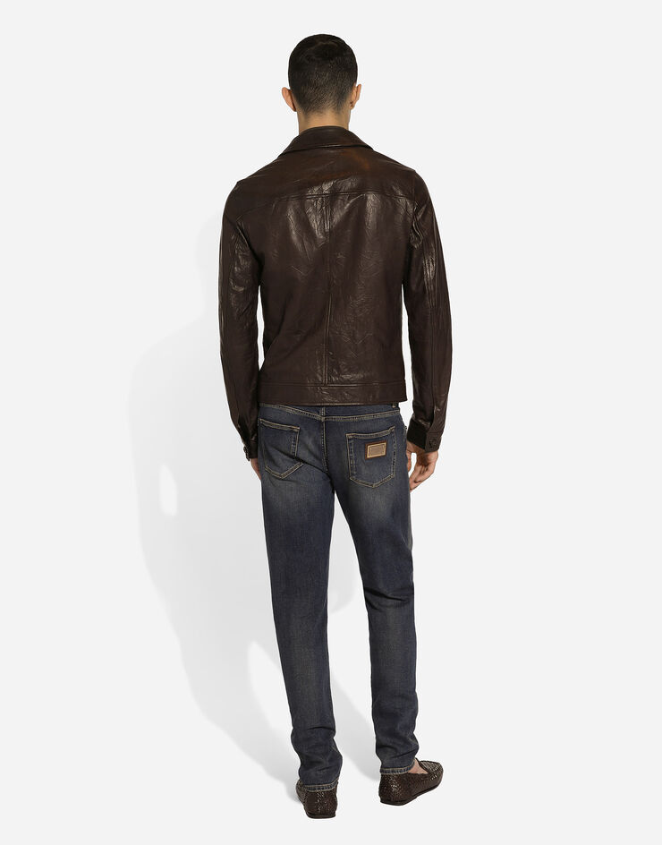 Leather jacket in Brown for | Dolce&Gabbana® US