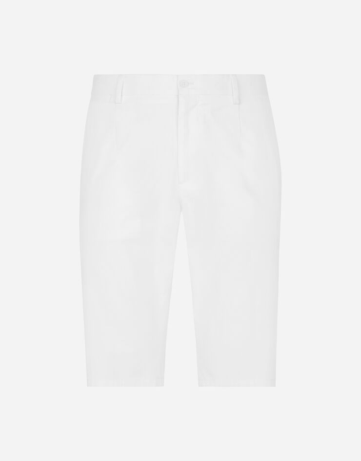 Stretch cotton shorts with DG patch in White for Men | Dolce&Gabbana®