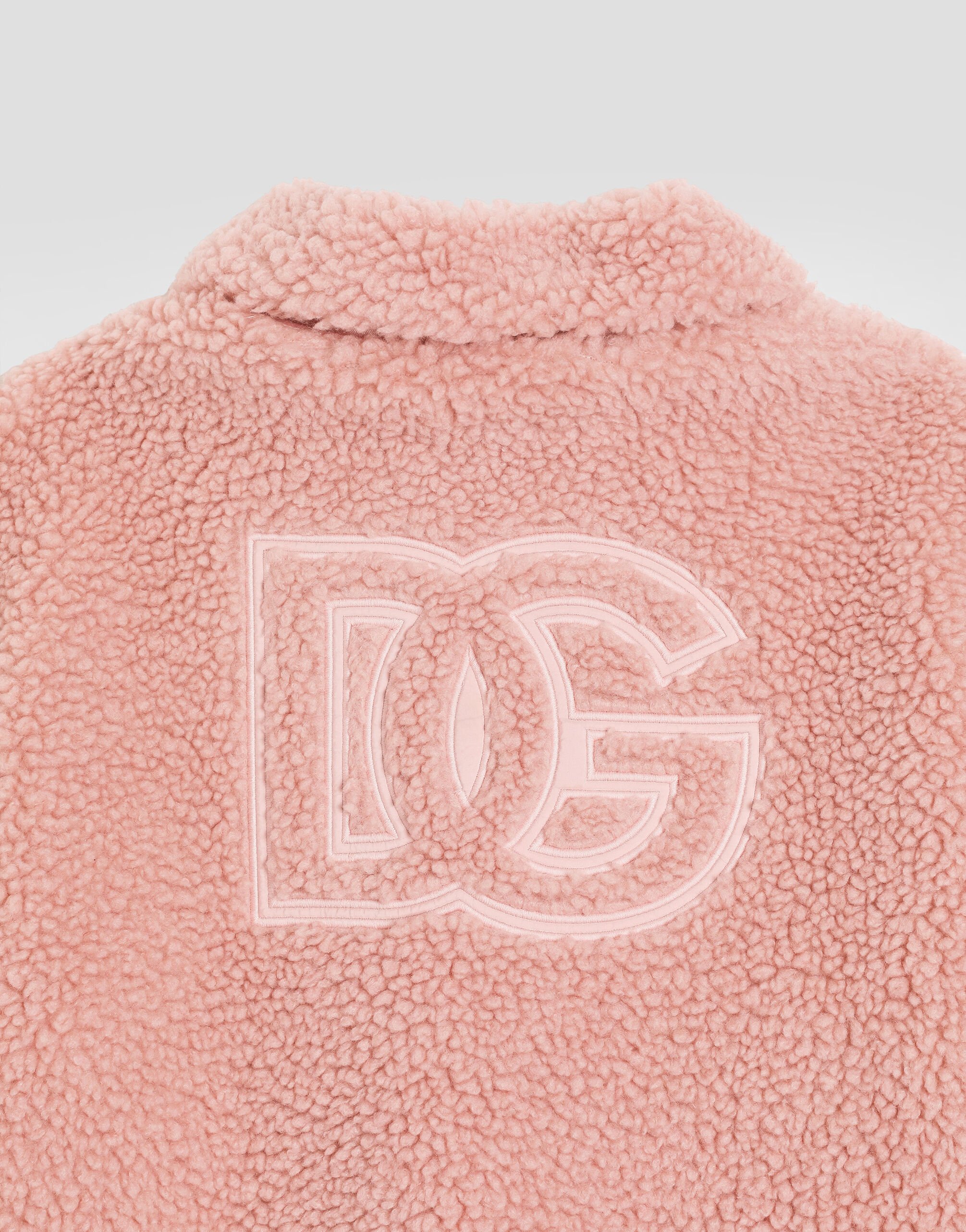 Faux fur jacket with patch in Pink for Girls | Dolce&Gabbana® US Faux fur jacket with patch in Pink for Girls | Dolce&Gabbana® US