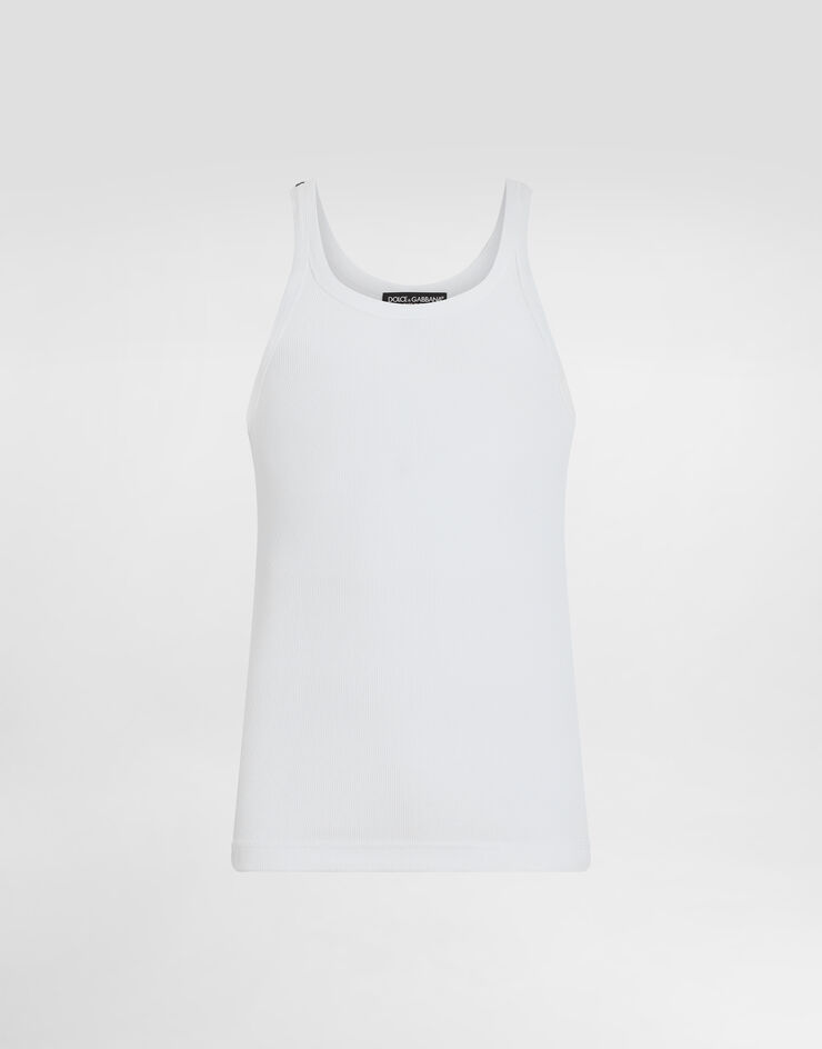 Fine-rib washed cotton singlet in White for Men | Dolce&Gabbana®