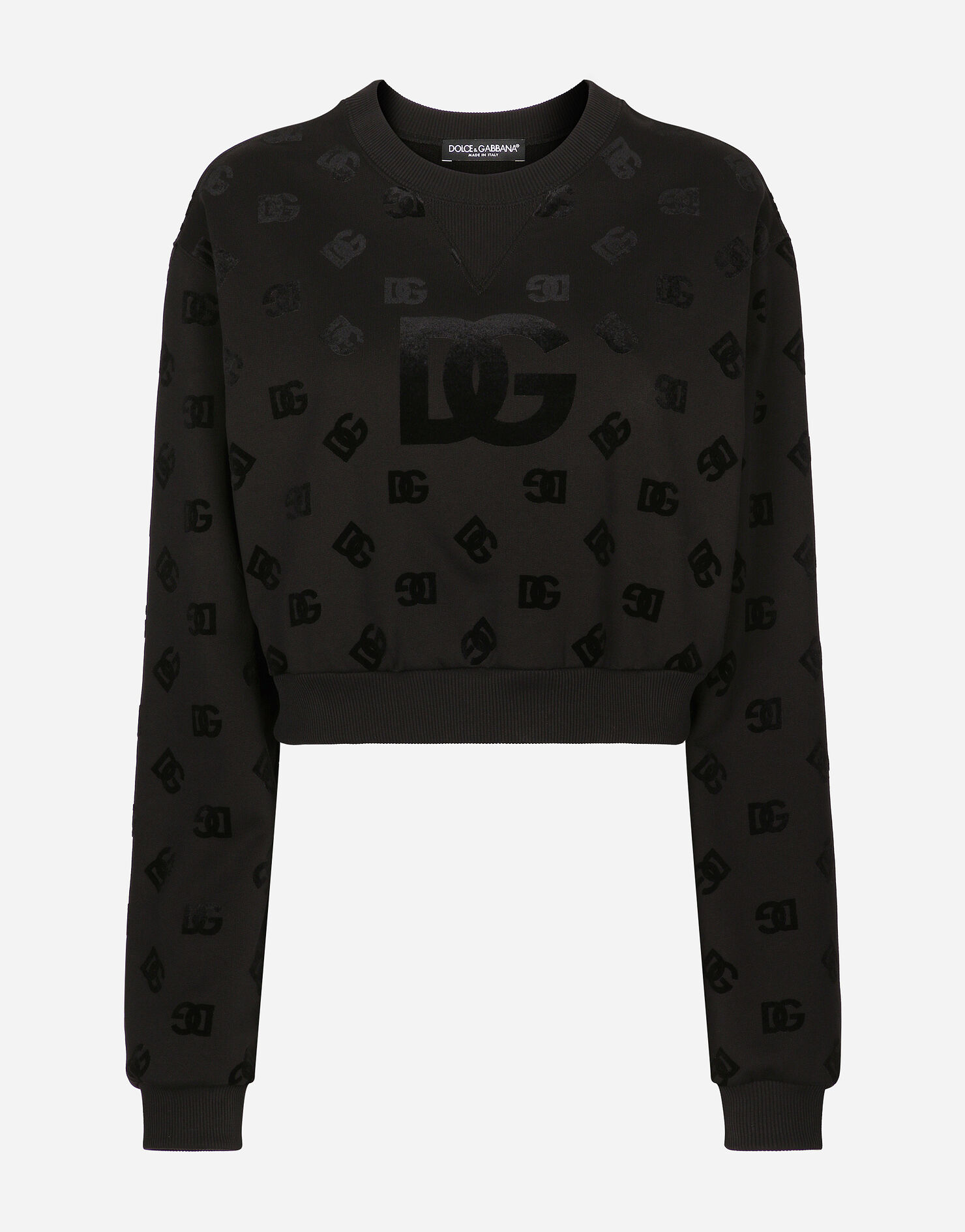 Jersey sweatshirt with flocked DG logo print in Black for Women | Dolce ...