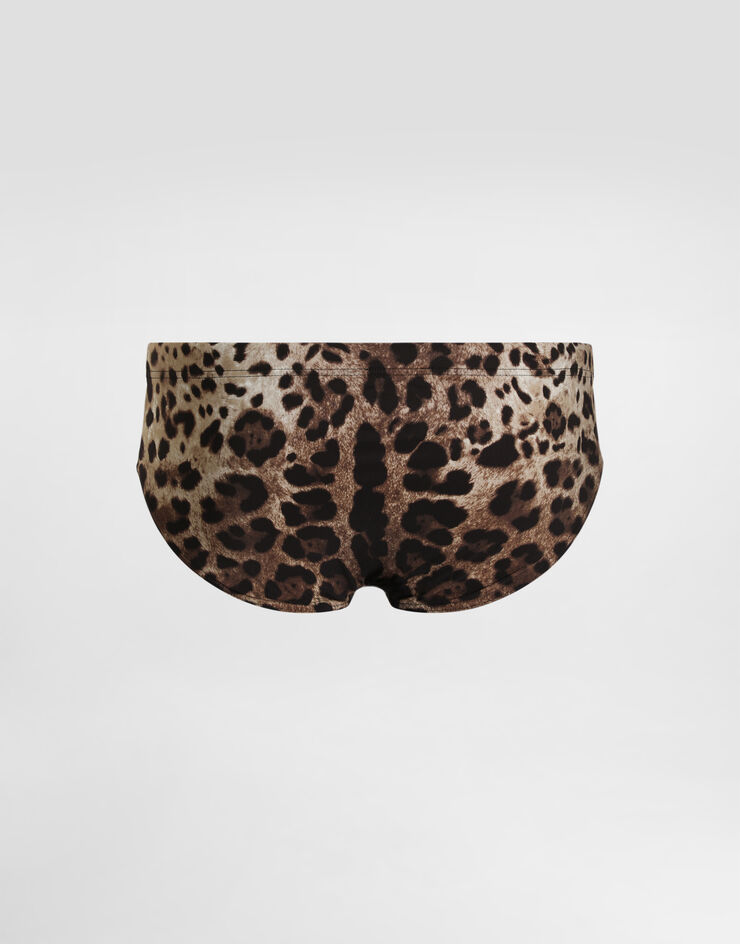 Leopard-print swim briefs with high-cut leg in Animal Print for Men | Dolce&Gabbana® US