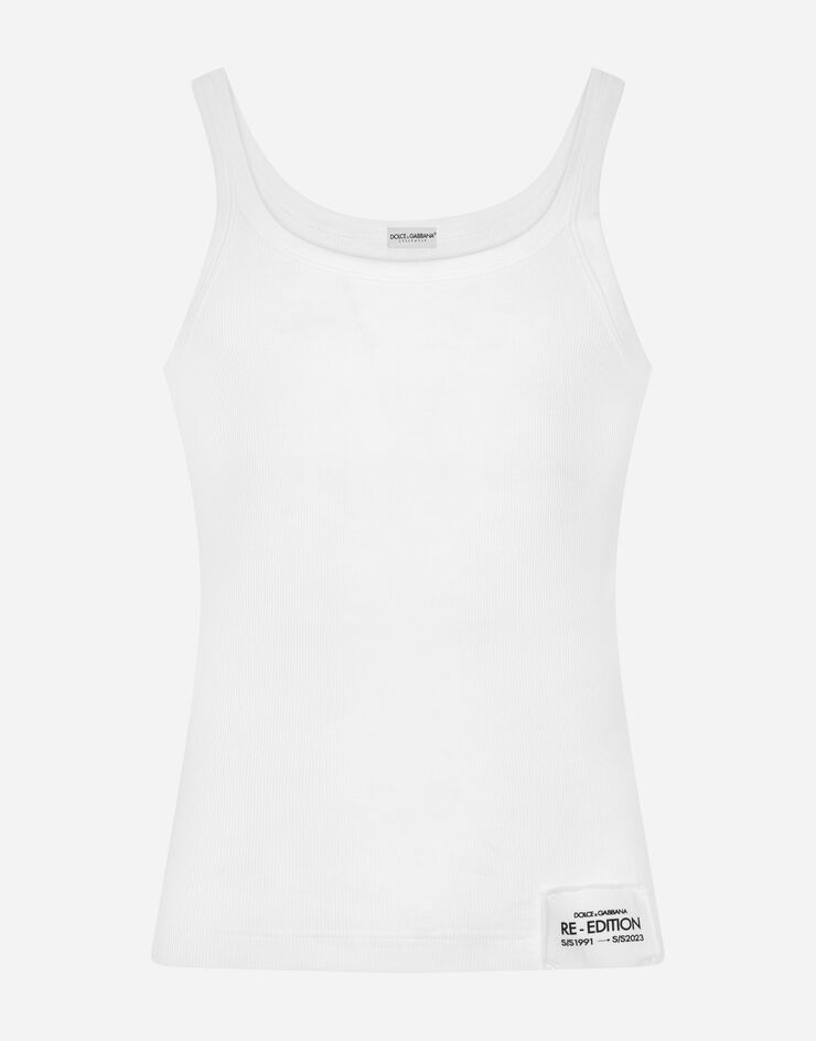 Fine-rib cotton singlet in White for Men | Dolce&Gabbana®