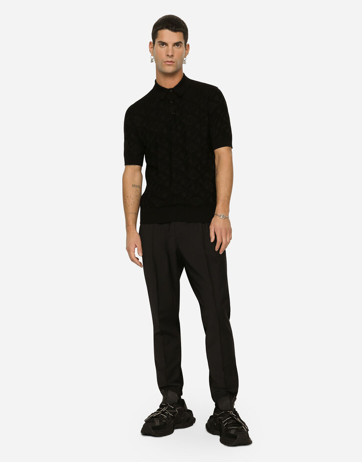 Polo En Jacquard De Seda 3d En Negro De Hombre Dolceandgabbana®