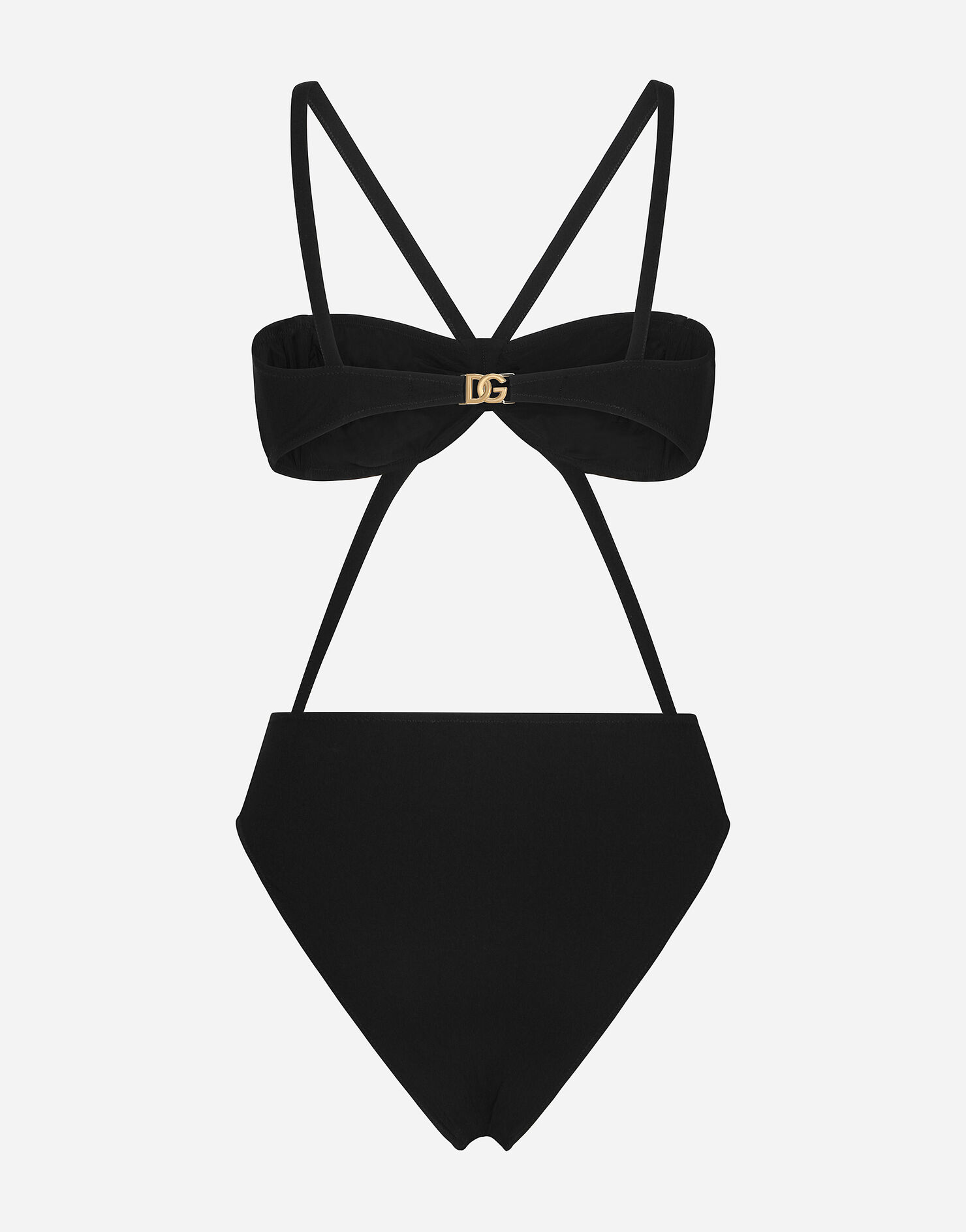 One-piece swimsuit with DG logo and laces in Black for Women | Dolce ...