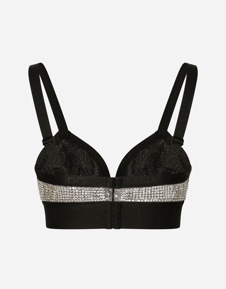 KIM DOLCE&GABBANA Triangle bra with fusible rhinestones in Multicolor ...