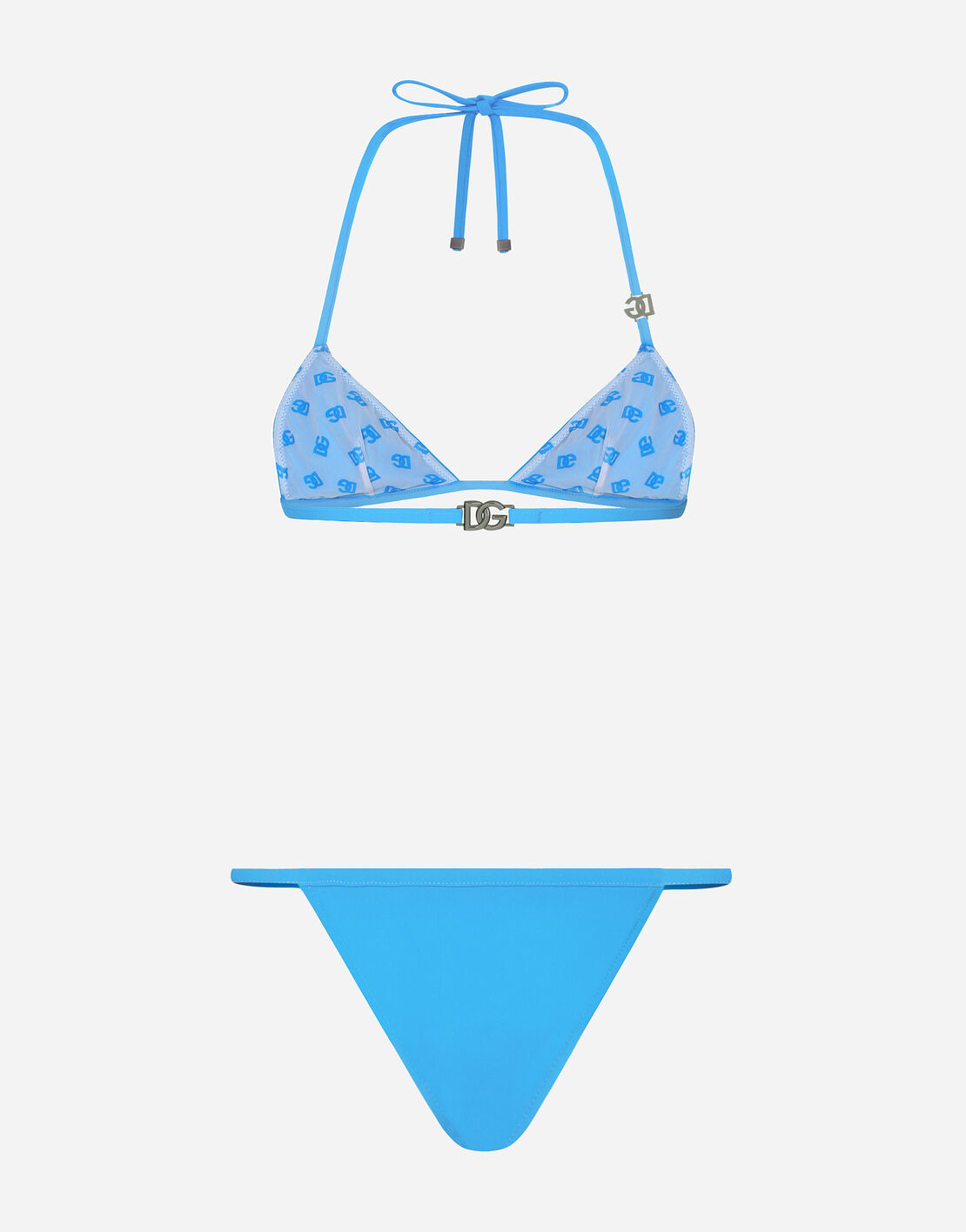 Triangle bikini with DG logo in Turquoise for Women | Dolce&Gabbana® US