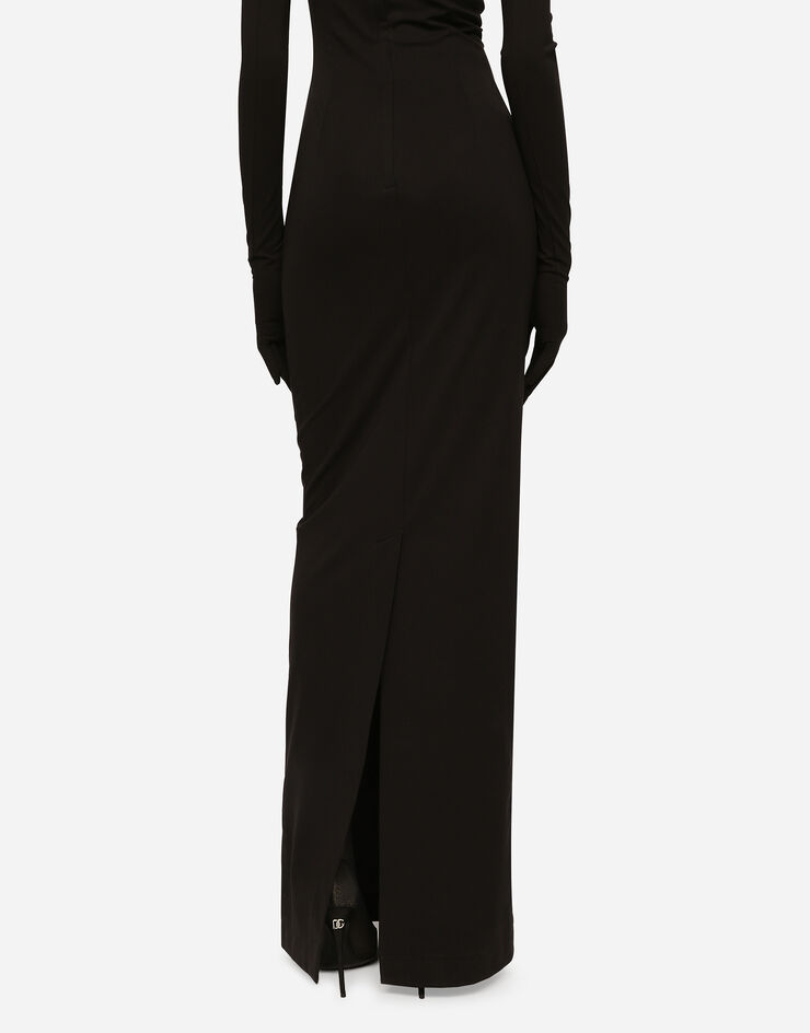 Kim Dolceandgabbana Long Jersey Milano Rib Dress In Black For Women
