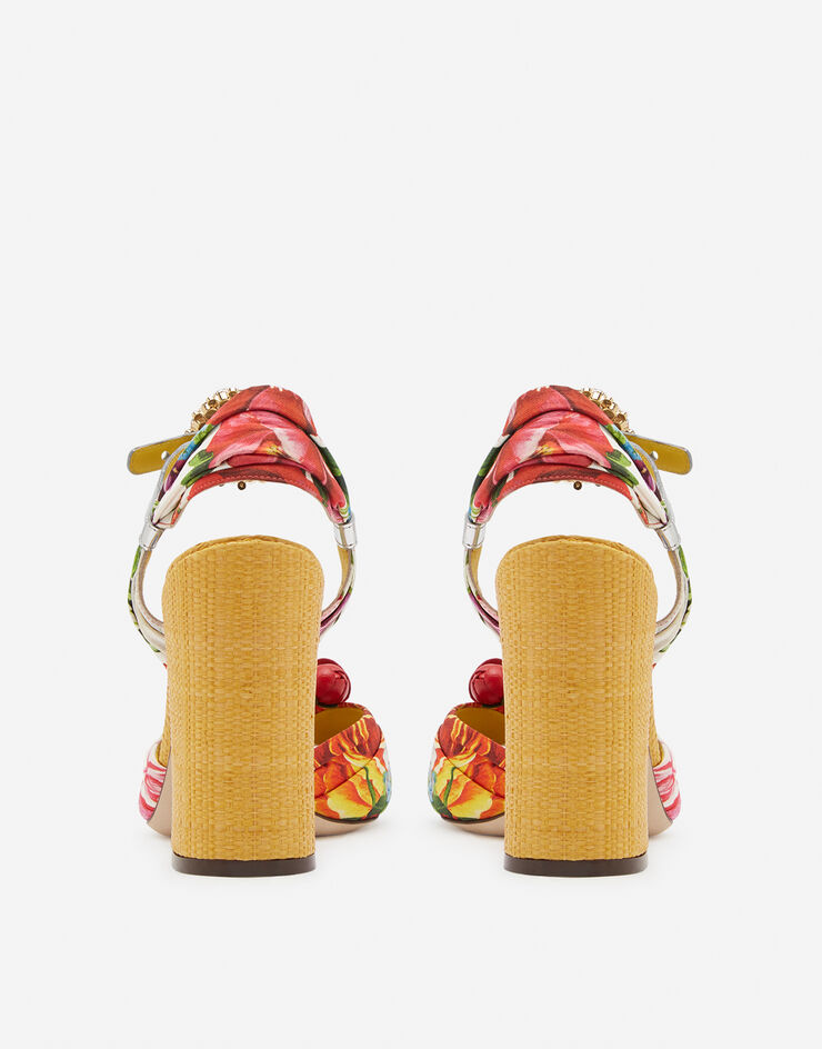 TWILL SILK SANDALS WITH EMBROIDERY