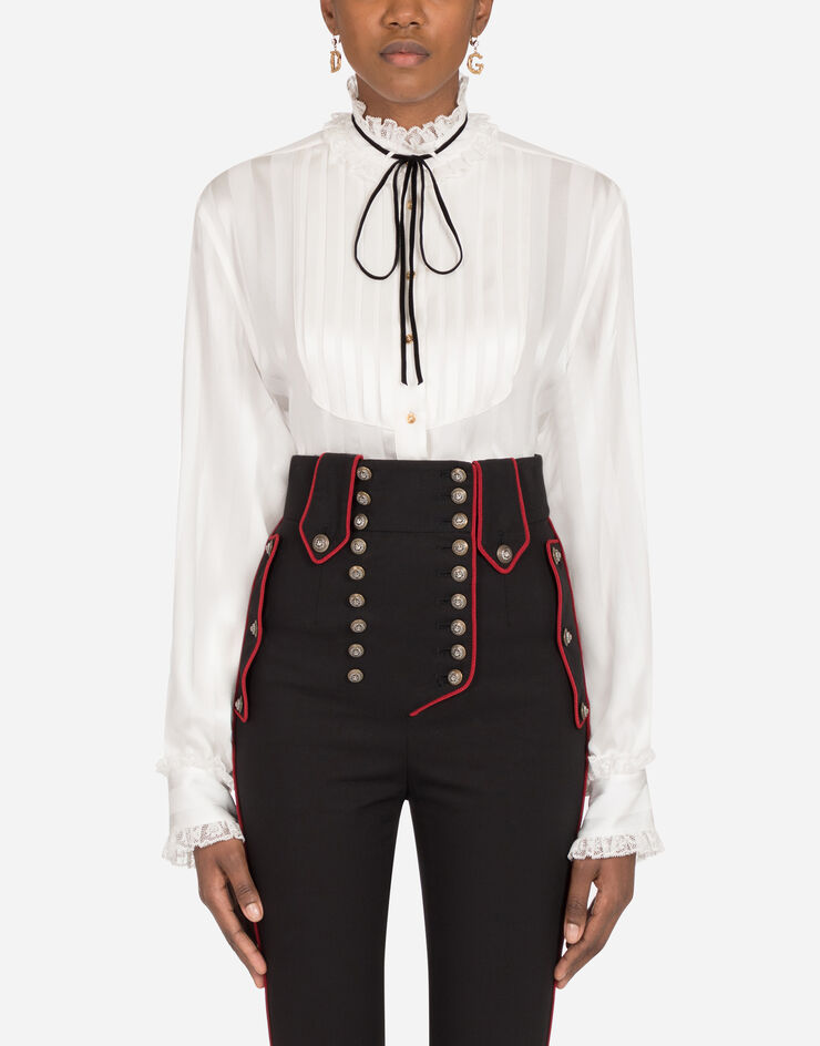 Striped satin jacquard shirt