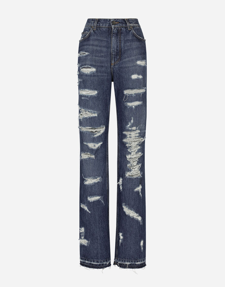 Denim jeans with rips in Multicolor for Women | Dolce&Gabbana®