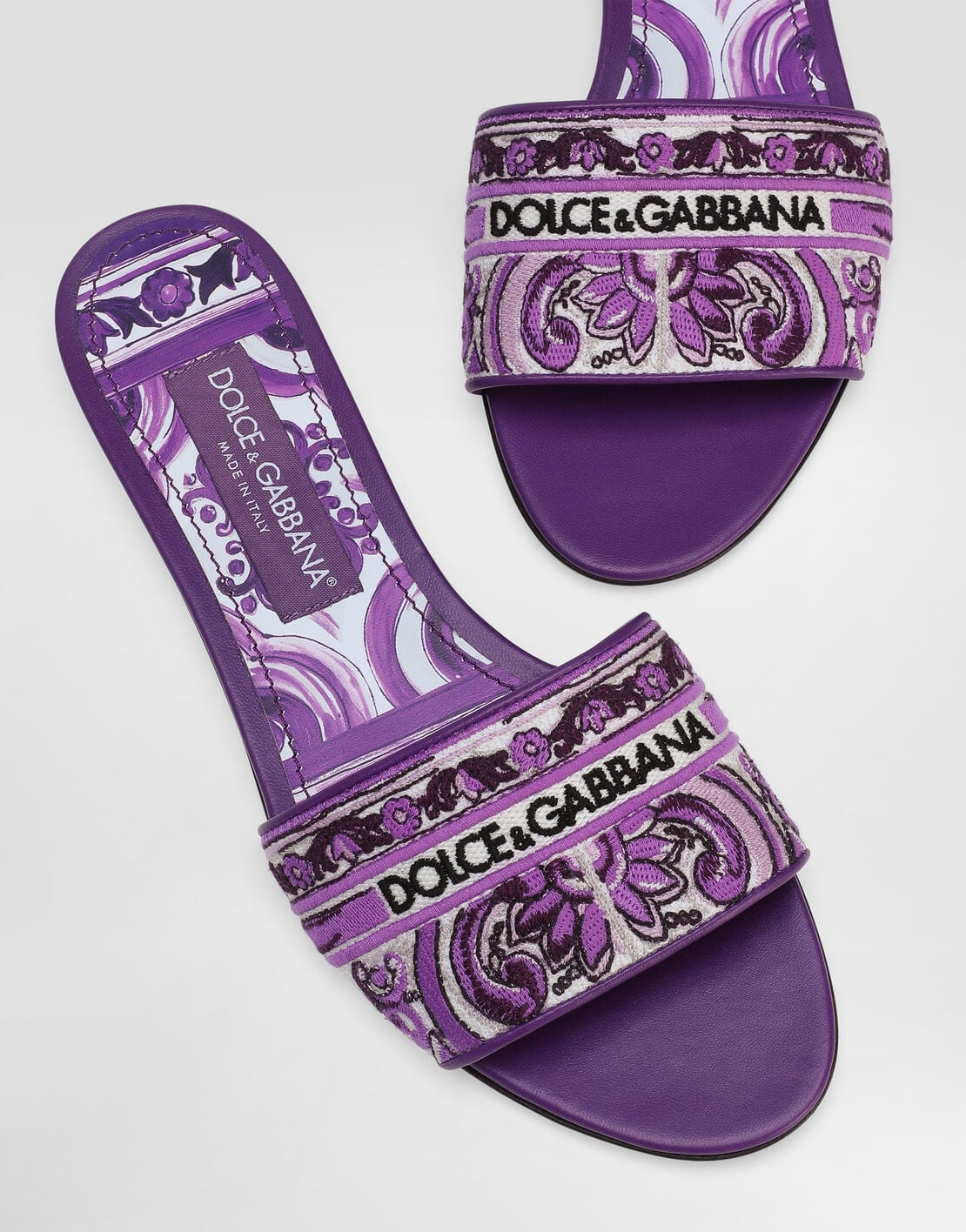 Embroidered slides in Multicolor for Women | Dolce&Gabbana® US