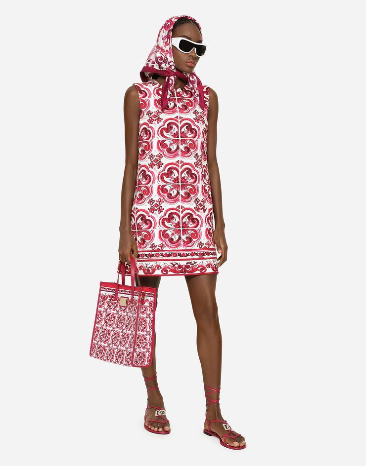 Short Majolica-print brocade dress in Multicolor for Women | Dolce ...