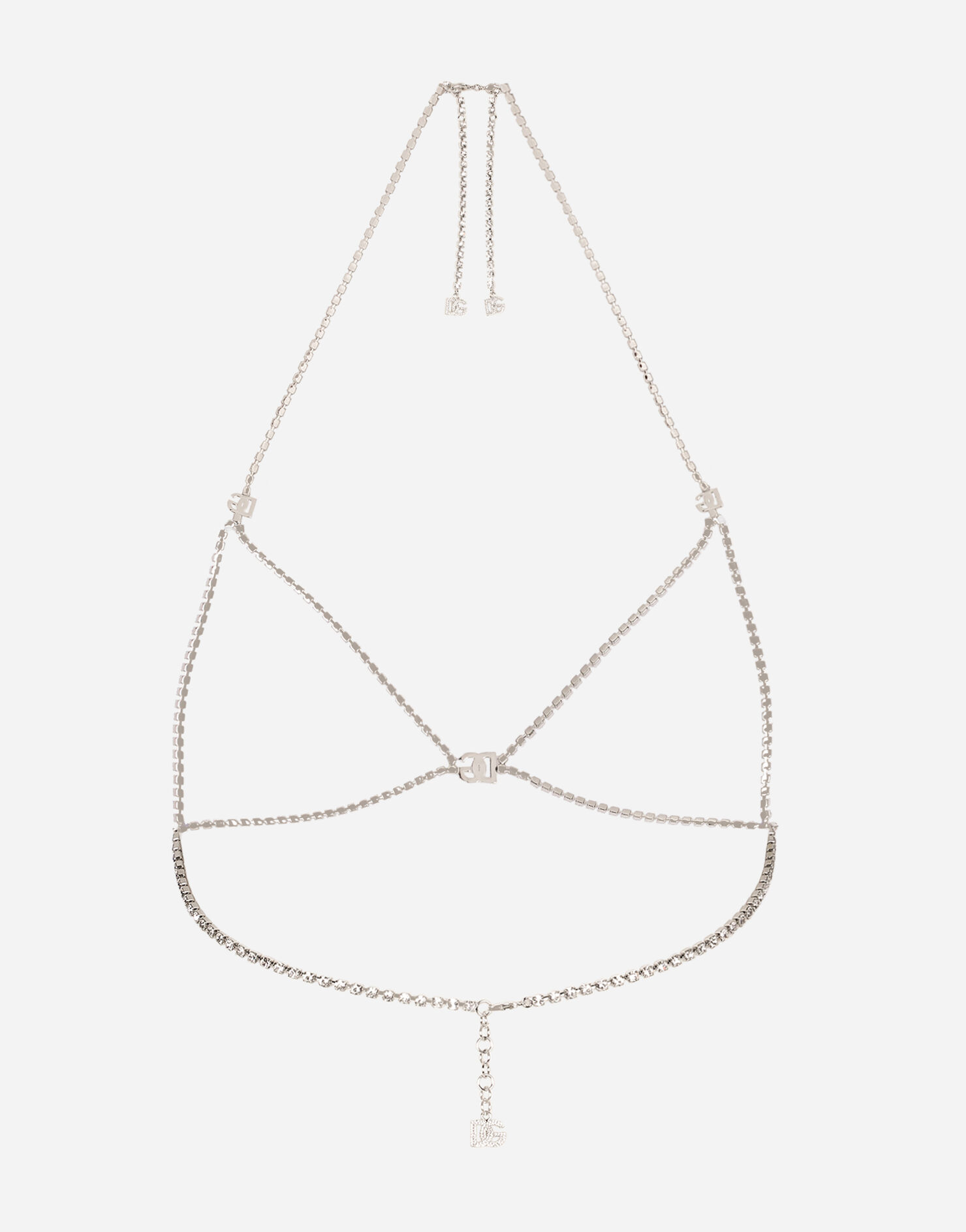 Rigid rhinestone-detailed decorative bra with DG logo in Silver for ...