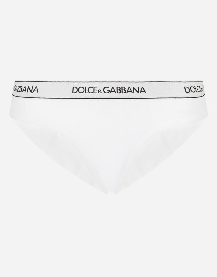 Jersey Brazilian Briefs With Branded Elastic In White For Women Dolce
