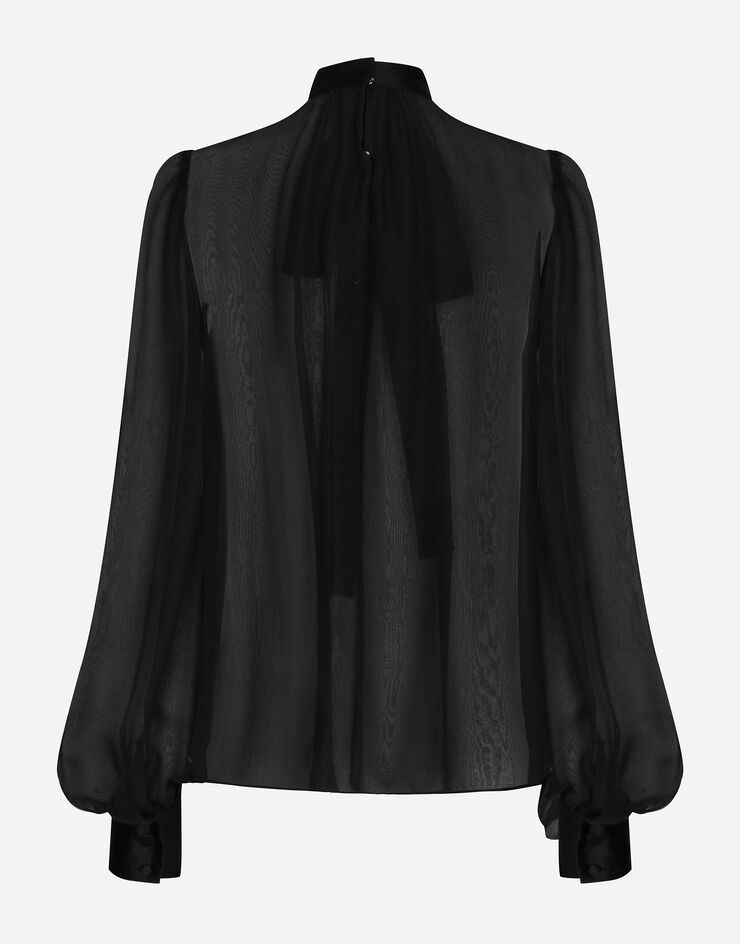 Silk Chiffon Pussy Bow Blouse In Black For Women Dolceandgabbana®