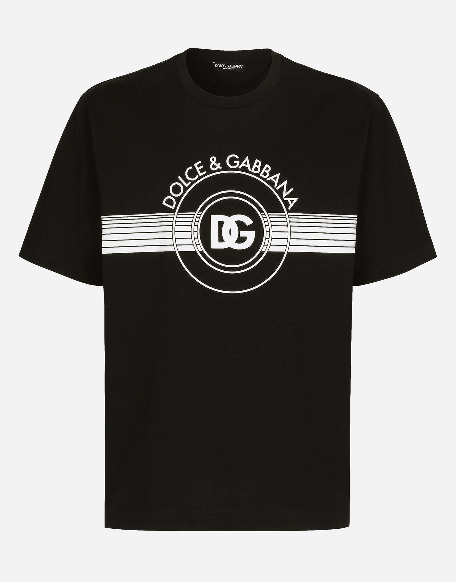 Cotton interlock T-shirt with DG logo print in Black for Men | Dolce ...