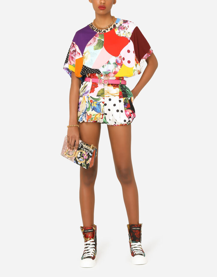 Patchwork-print jersey t-shirt