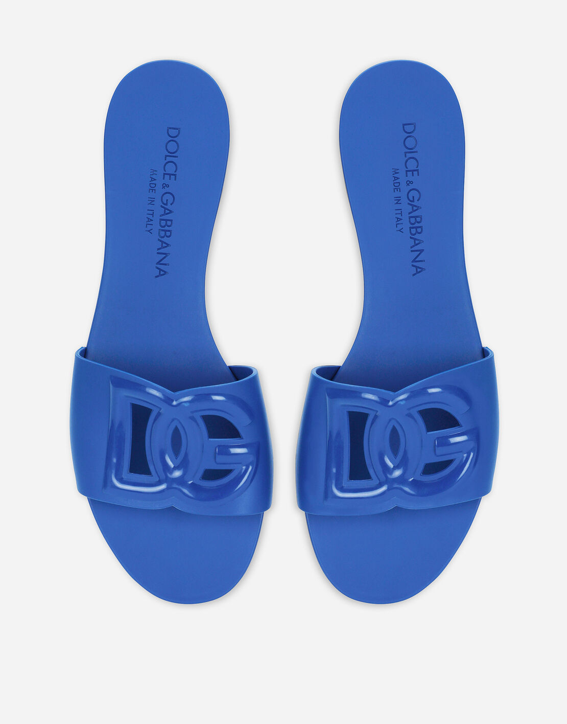 Rubber beachwear sliders in Blue for Women | Dolce&Gabbana® US