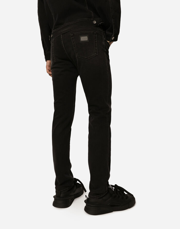 Gray Wash Slim Fit Stretch Jeans In Multicolor For Dolceandgabbana® Us