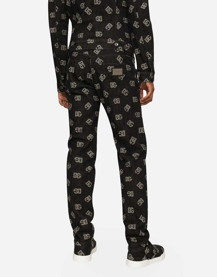 Skinny Stretch Jacquard Jeans With Dg Monogram Design In Blue For For