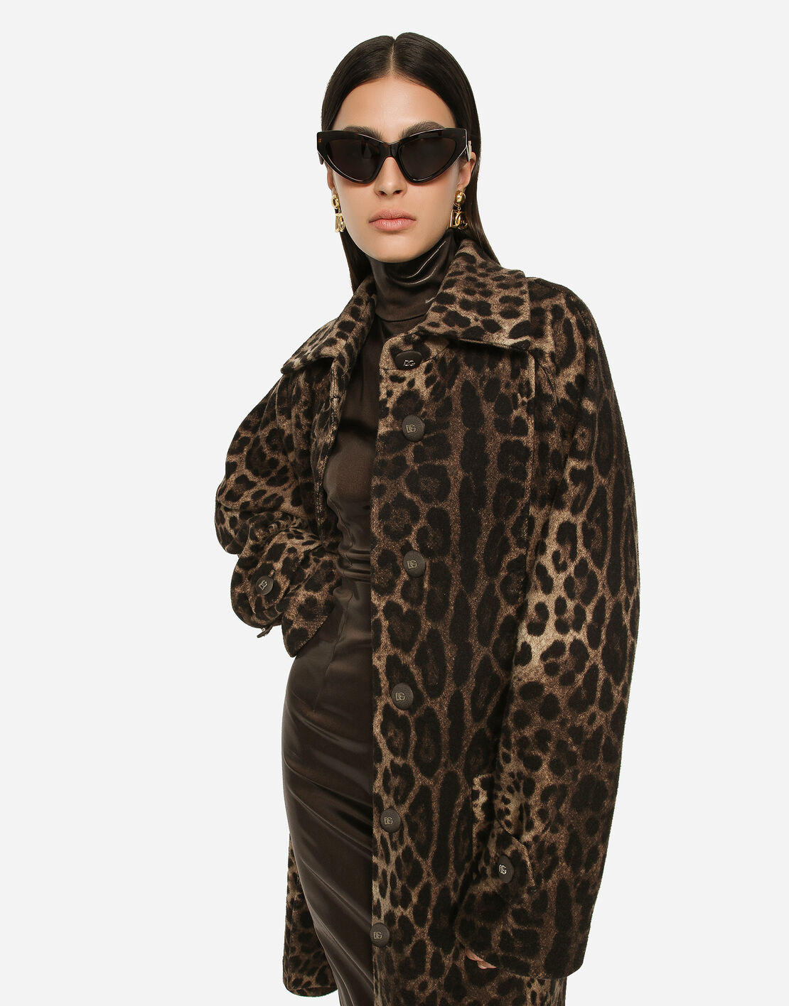 Belted leopard-print wool coat in Animal Print for Women | Dolce ...
