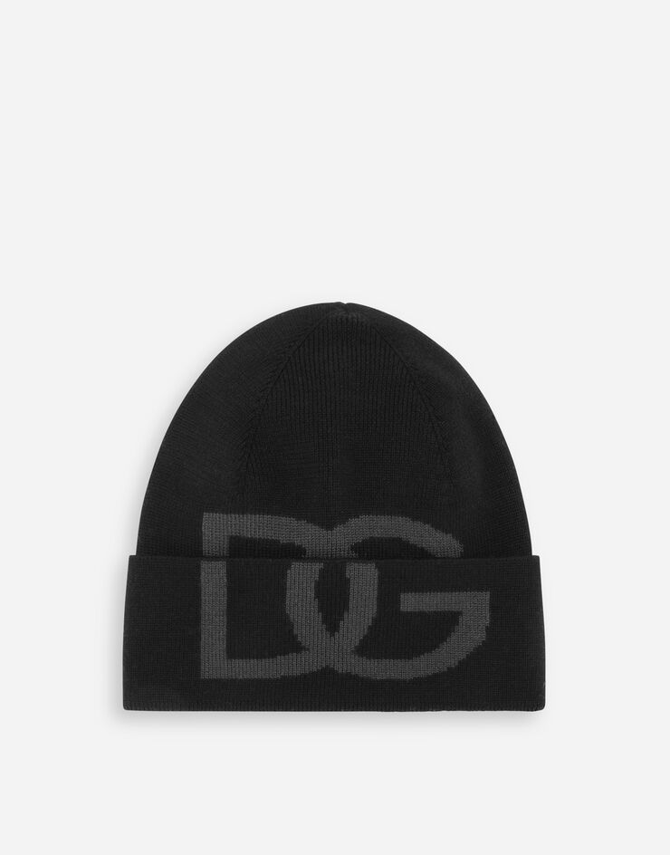 Knit hat with DG logo in Black for Men | Dolce&Gabbana®
