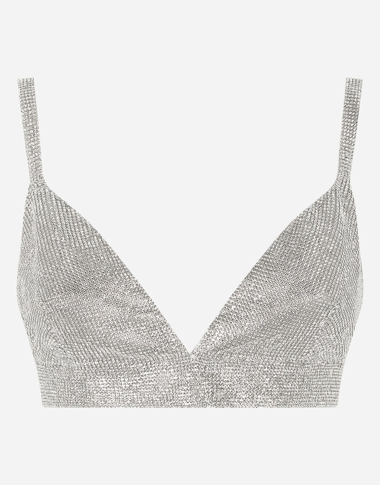 KIM DOLCE&GABBANA Crystal mesh bra top in Multicolor for Women | Dolce ...