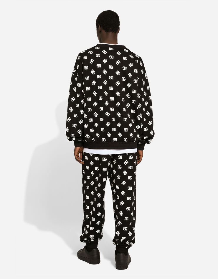 Round-neck sweatshirt with DG Monogram print in Black for Men | Dolce ...