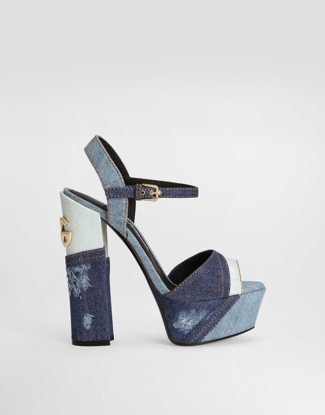 Patchwork denim platform sandals in Blue for Women | Dolce&Gabbana® US