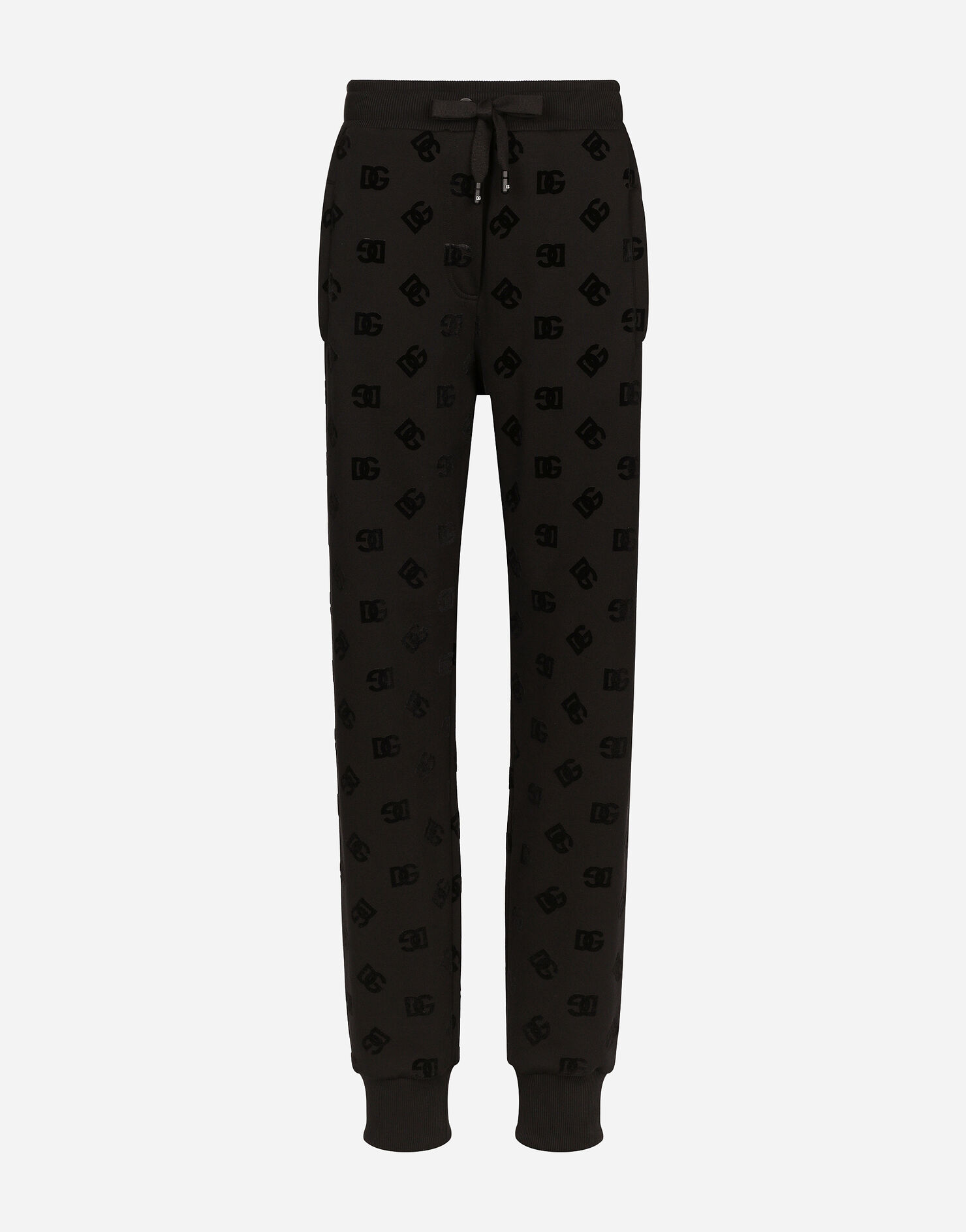 Jersey jogging pants with flocked DG logo print in Black for Women ...