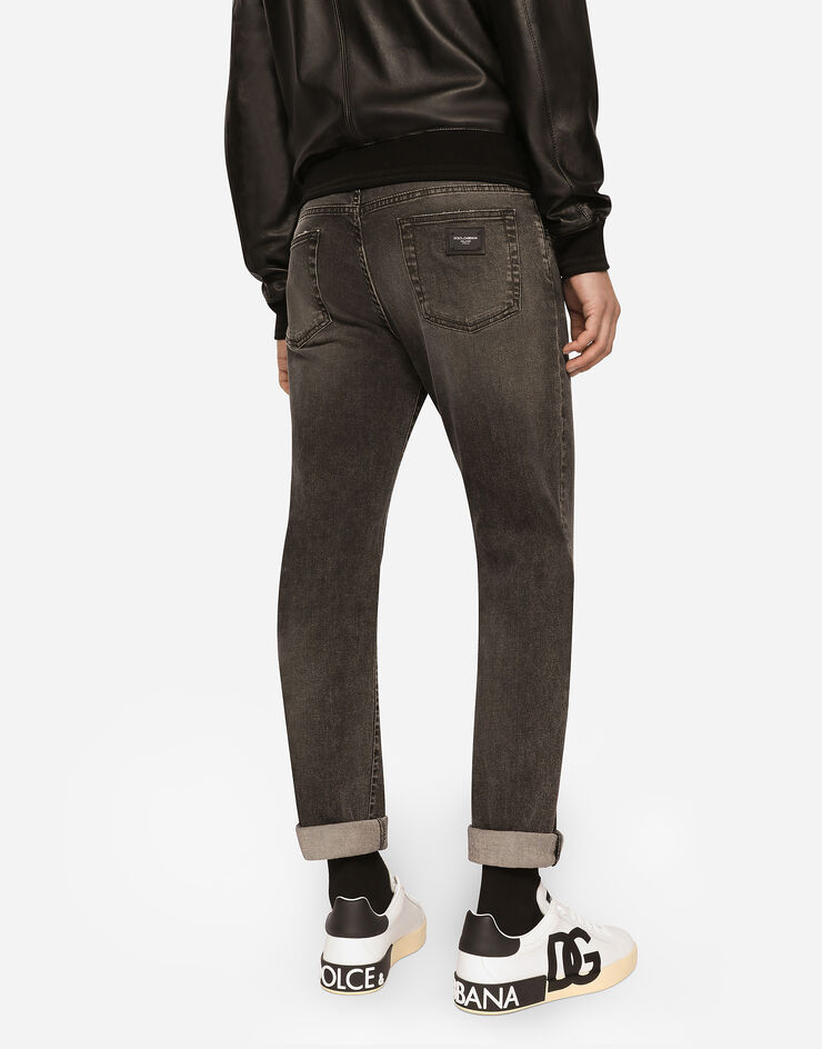 Gray Wash Slim Fit Stretch Jeans In Grey For Dolceandgabbana® Us