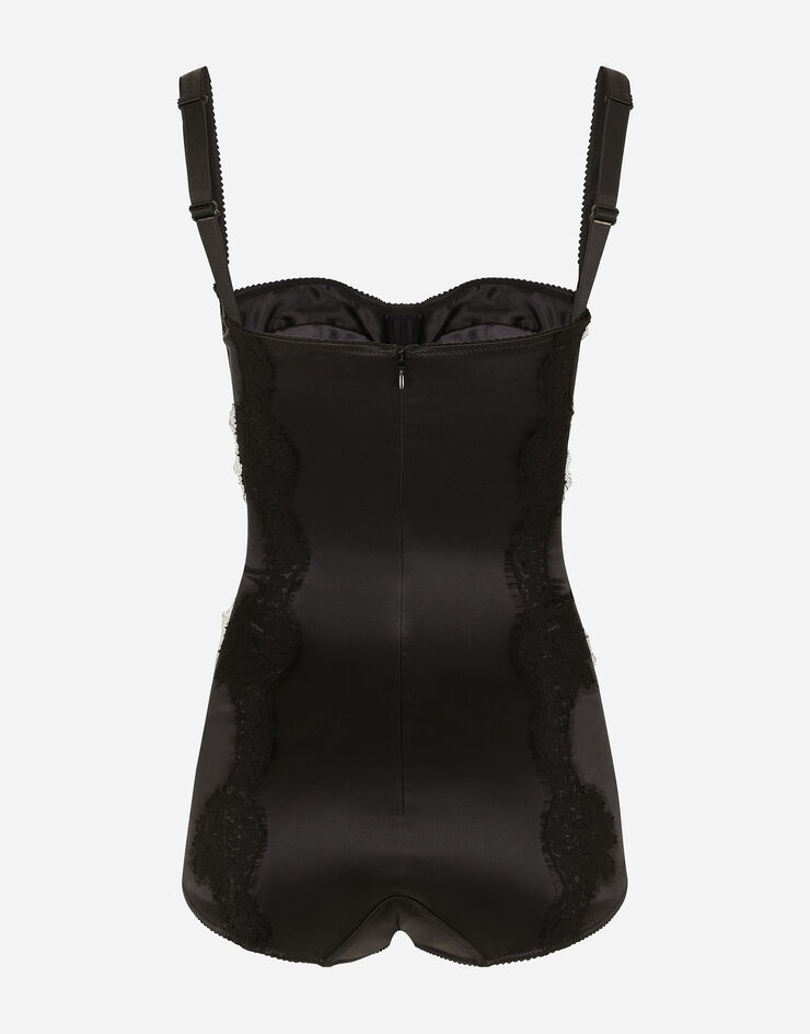 Bodi íntimo balconette de seda con encaje en Negro de Mujer | Dolce ...