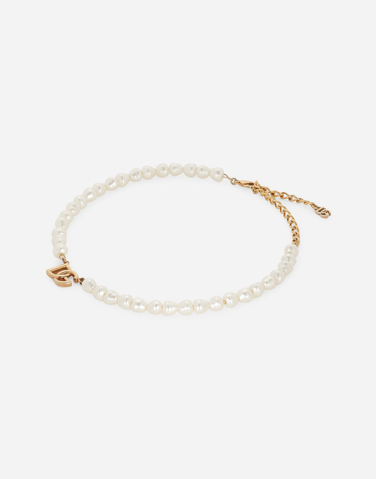 Link necklace with pearls and DG logo in Gold for Women | Dolce&Gabbana® US