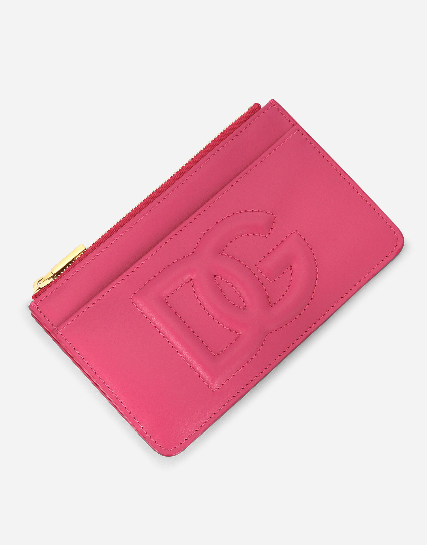 Medium calfskin card holder with DG logo in Lilac for Women | Dolce ...