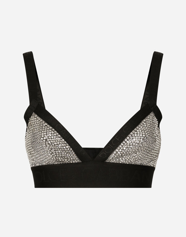 KIM DOLCE&GABBANA Triangle bra with fusible rhinestones in Multicolor ...