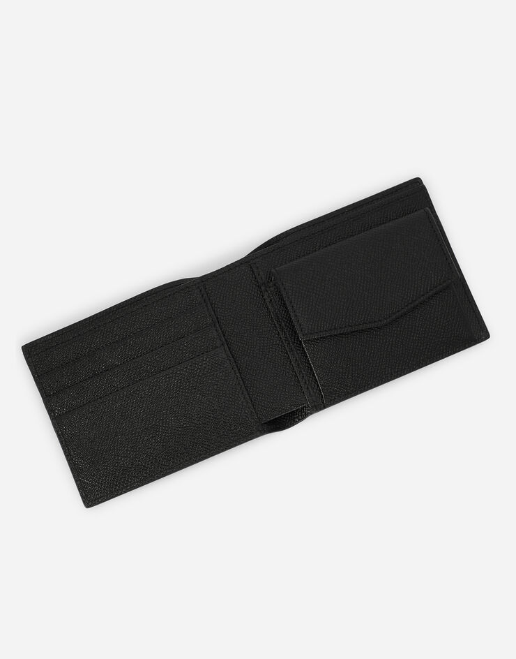 Calfskin wallet with coin pocket and logo tag in Black for Men | Dolce ...