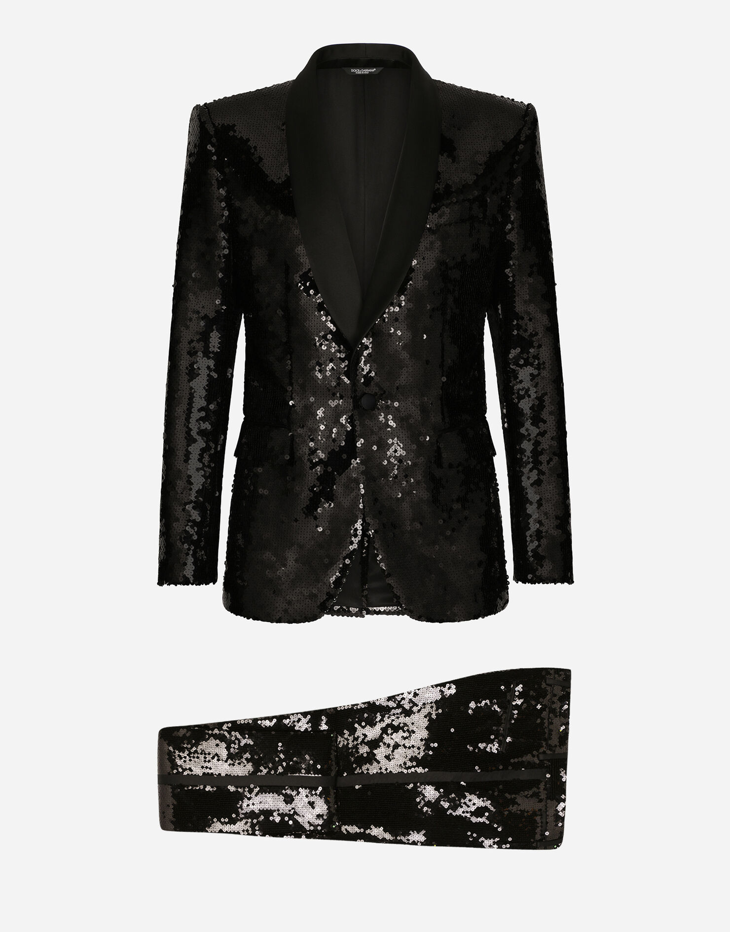 Sequined single-breasted Sicilia-fit tuxedo suit in Black for Men ...