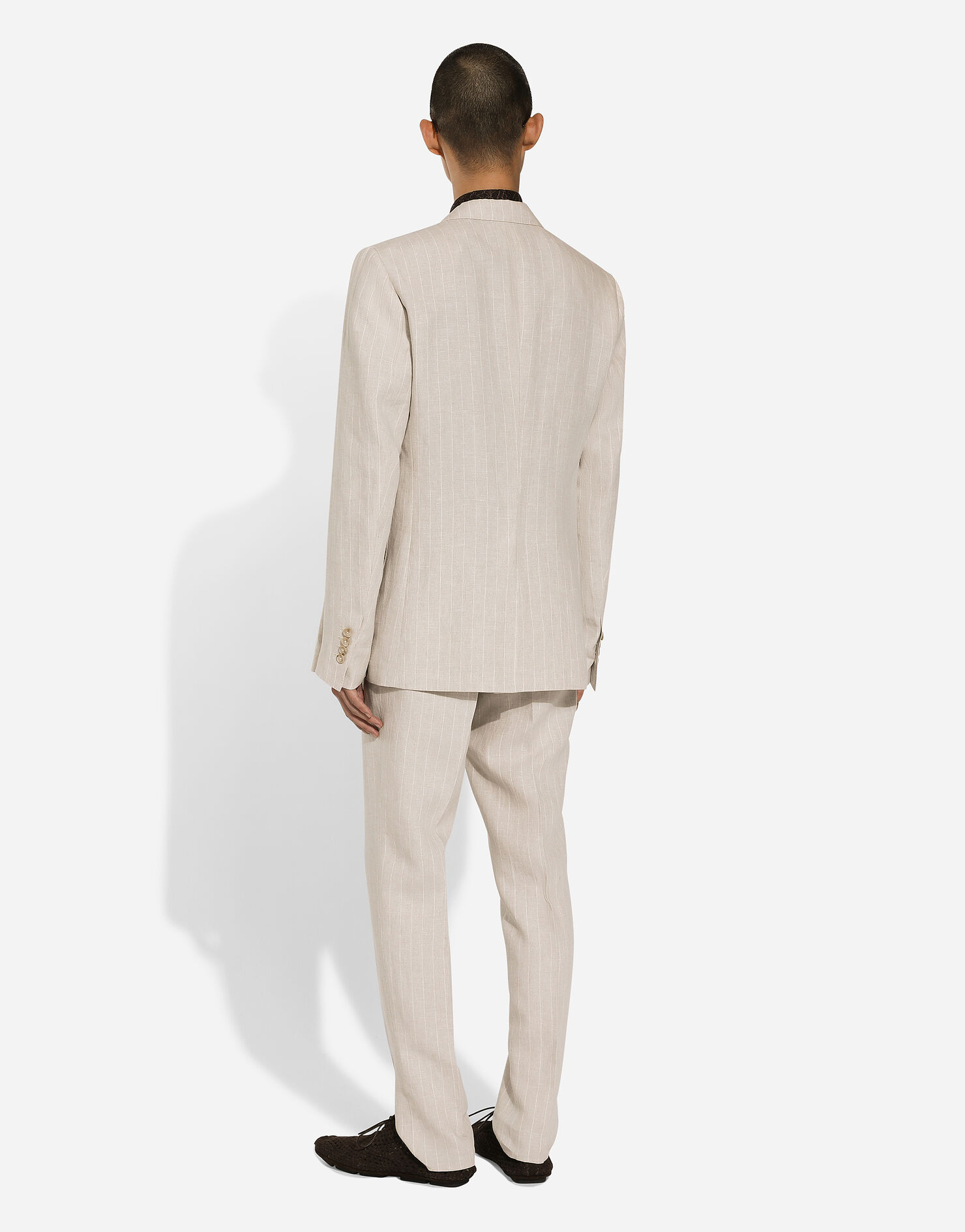 Double-breasted Portofino-fit jacket in pinstripe linen in Multicolor ...