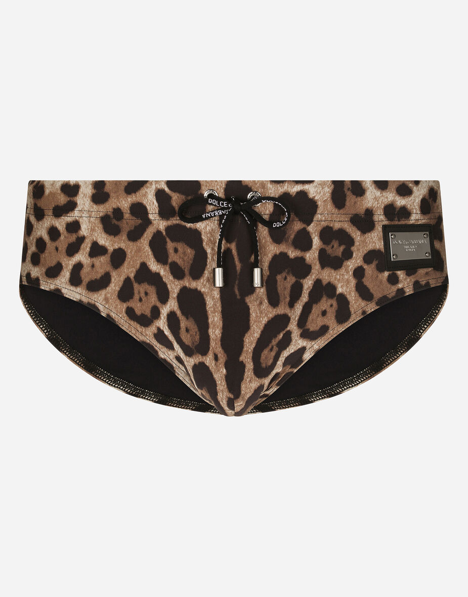 Leopard-print swim briefs in Animal Print for Men | Dolce&Gabbana® US