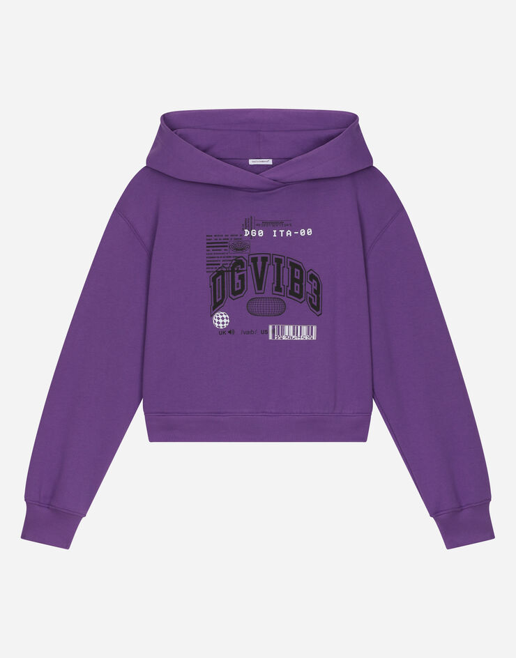 Jersey Hoodie With Dgvib3 Logo In Purple For Women Dolceandgabbana® Us