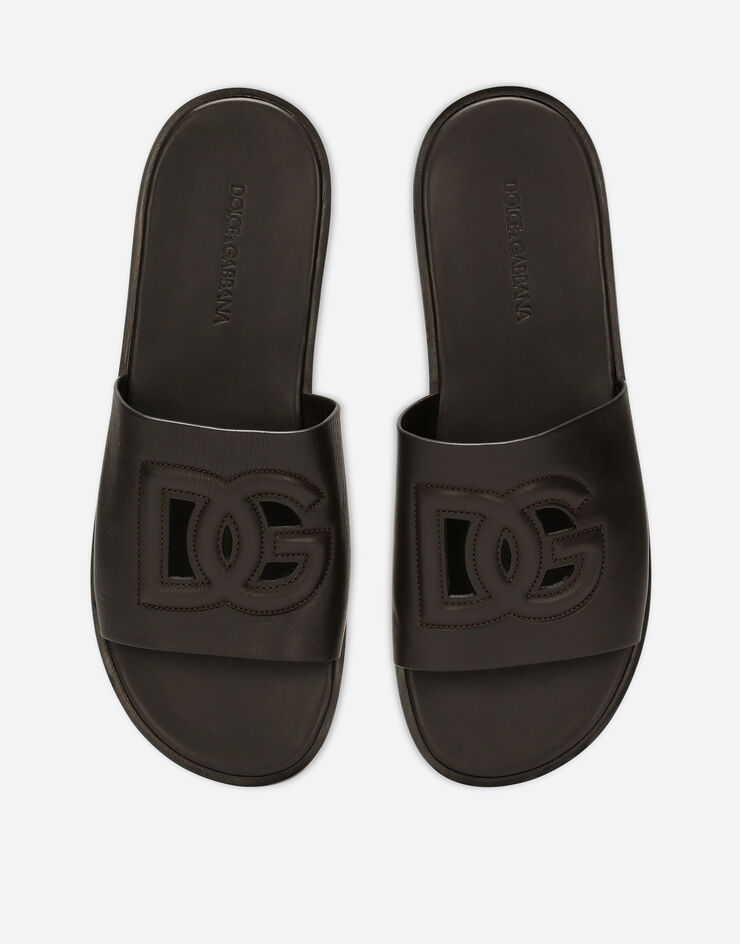 Calfskin sliders in Brown for Men | Dolce&Gabbana®