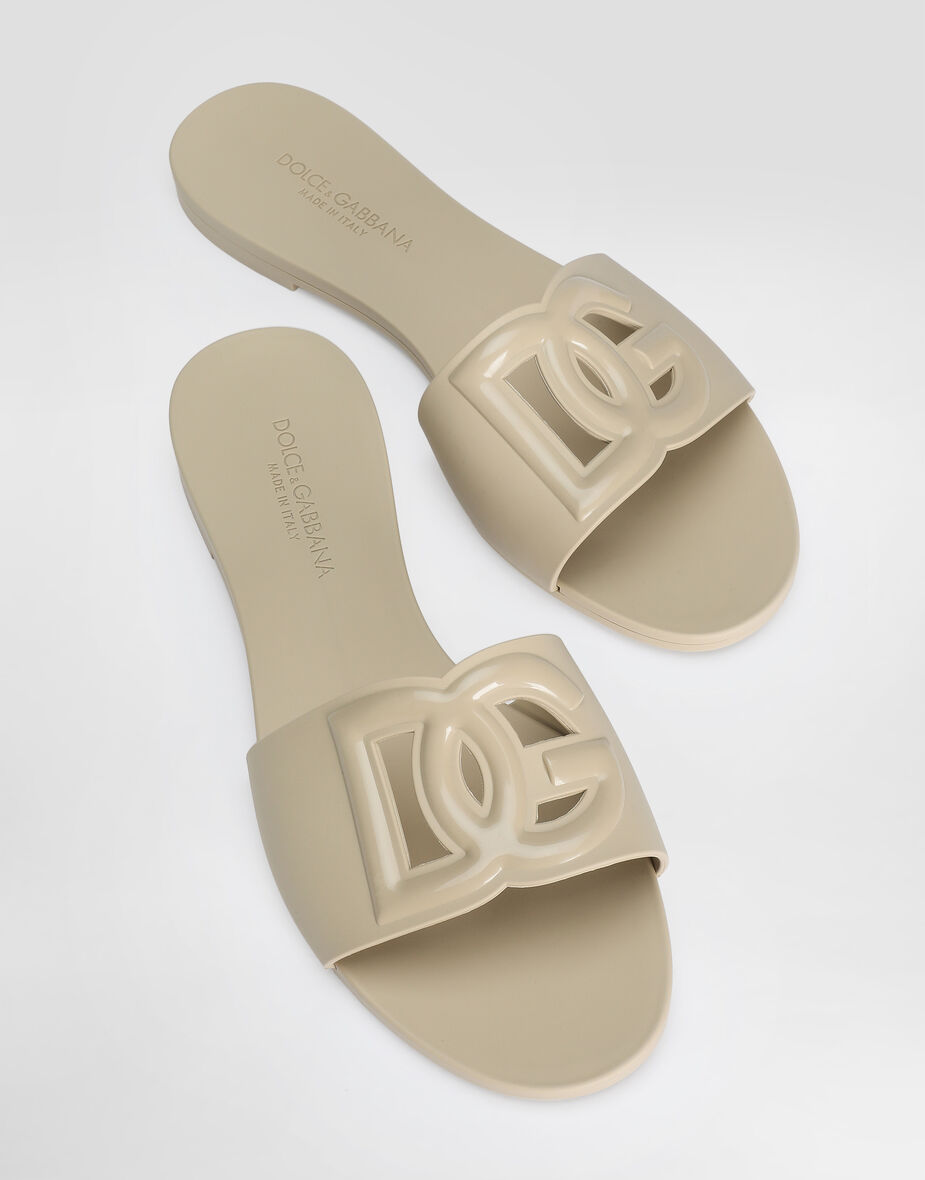 Rubber beachwear sliders in Beige for Women | Dolce&Gabbana® US