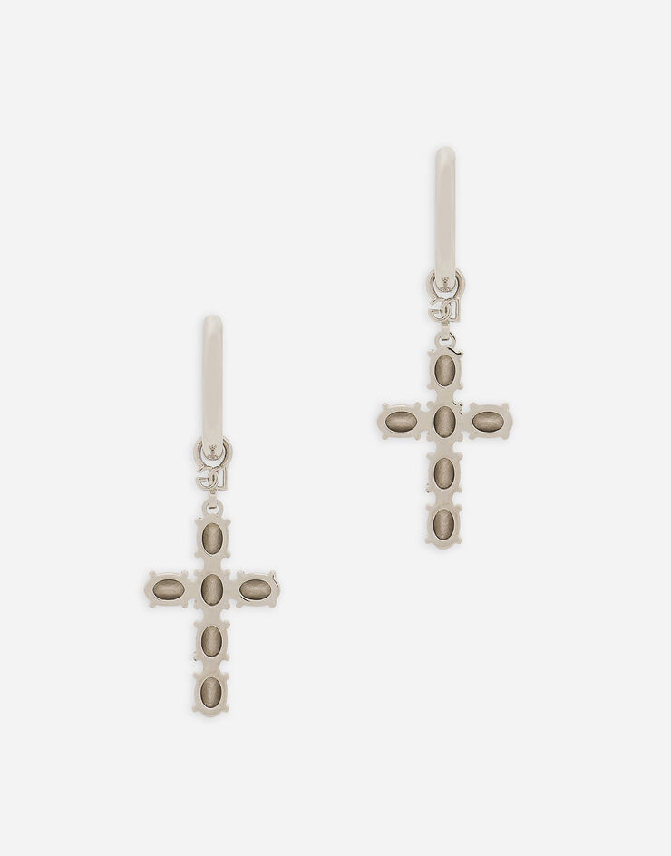 Creole earrings with crystal cross in Crystal for Women | Dolce&Gabbana® US