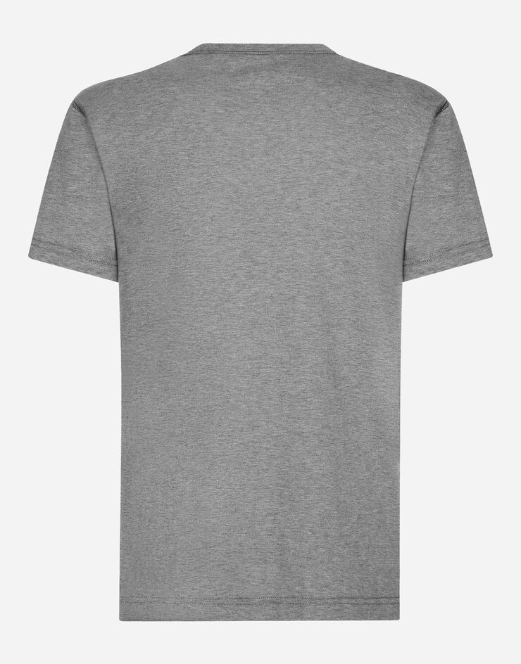 Cotton T-shirt with branded tag in Grey for Men | Dolce&Gabbana® US