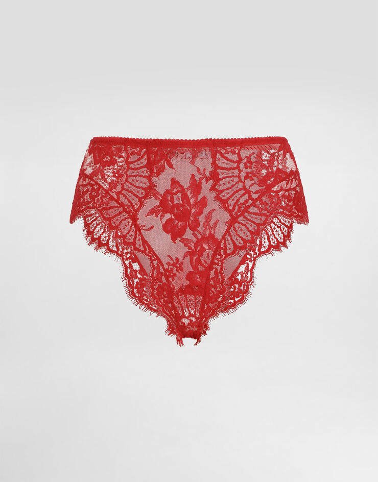 High-waisted lace briefs in Red for for Women | Dolce&Gabbana®