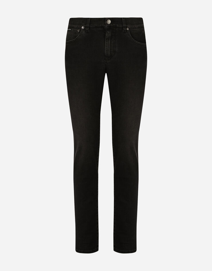 Gray Wash Slim Fit Stretch Jeans In Multicolor For Men Dolceandgabbana®