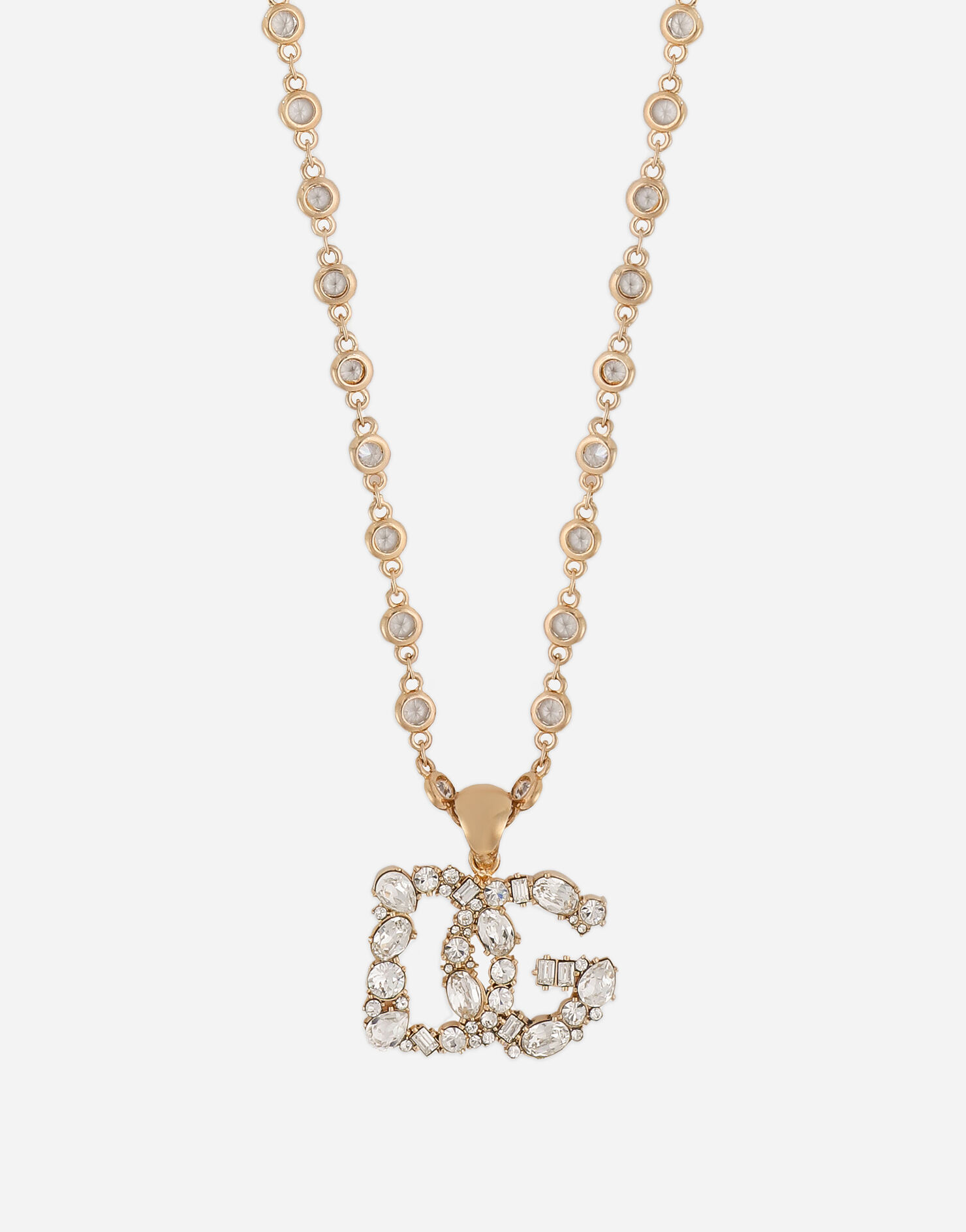 Necklace with rhinestone-detailed DG logo in Gold for Women | Dolce ...