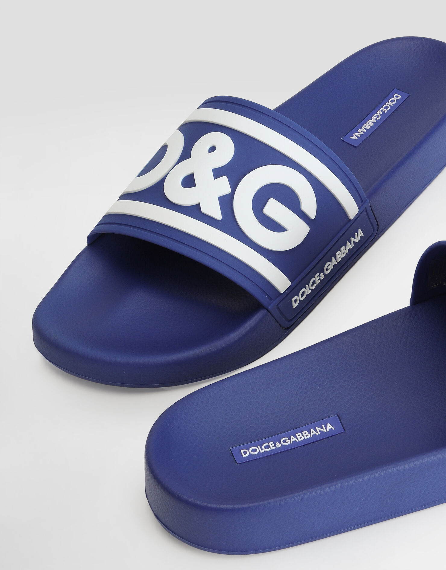 Rubber beachwear sliders with DG logo in Multicolor for Men | Dolce ...