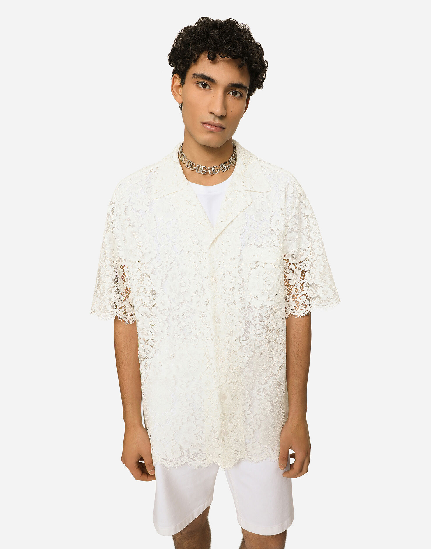 Lace Hawaiian shirt in White for Men | Dolce&Gabbana® US